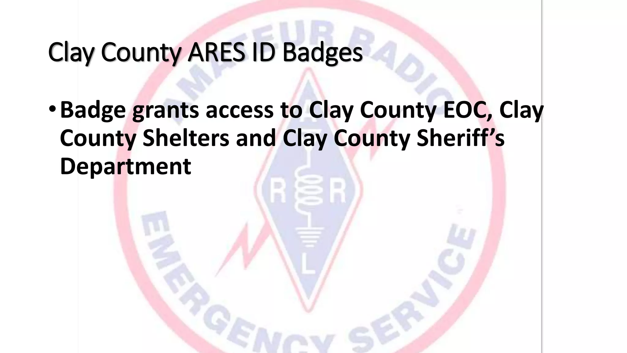 Clay County ARES ID Badges | PPT