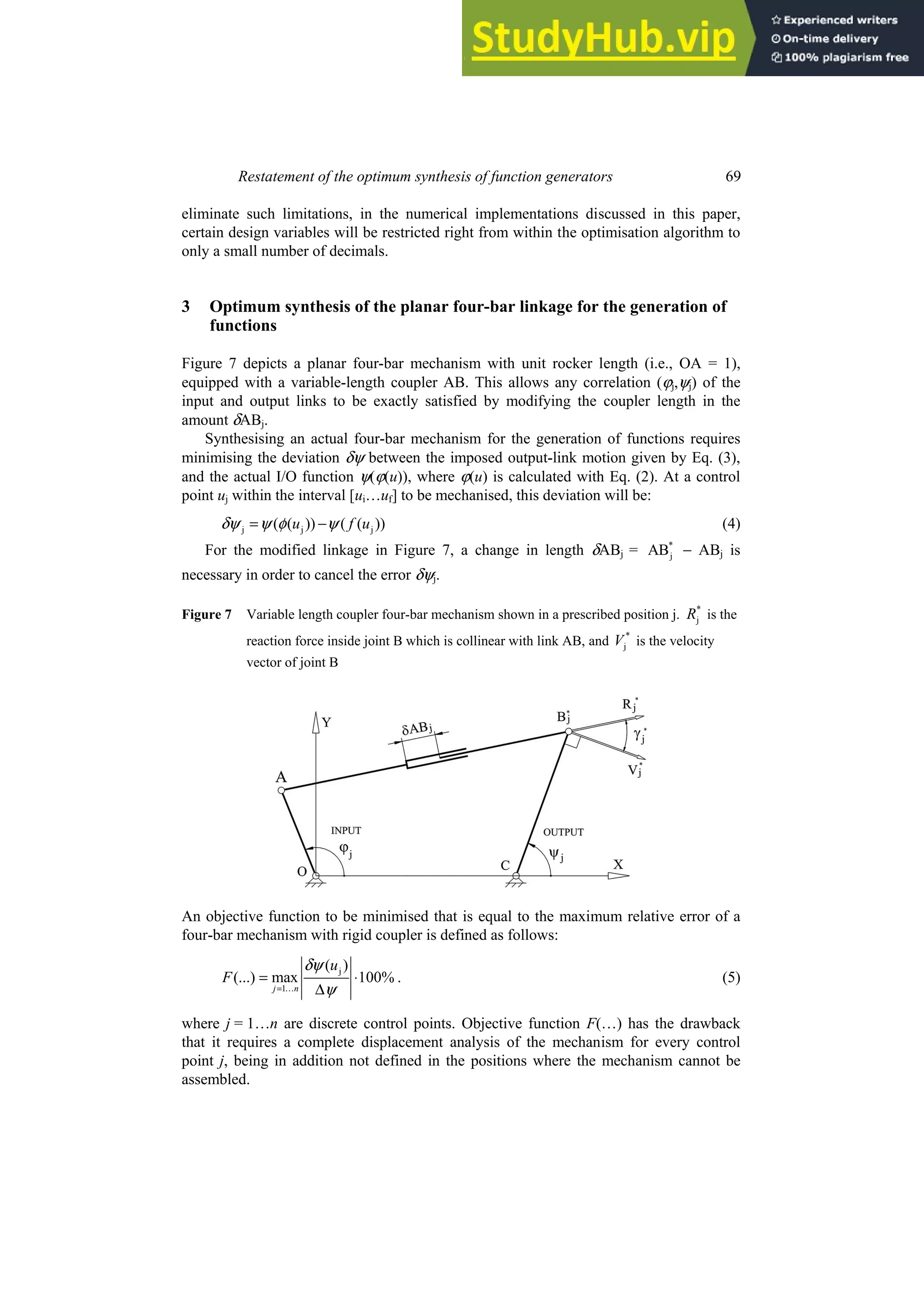 A Restatement Of The Optimum Synthesis Of Function Generators With Planar Four-Bar And Slider ...