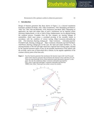 A Restatement Of The Optimum Synthesis Of Function Generators With Planar Four-Bar And Slider ...