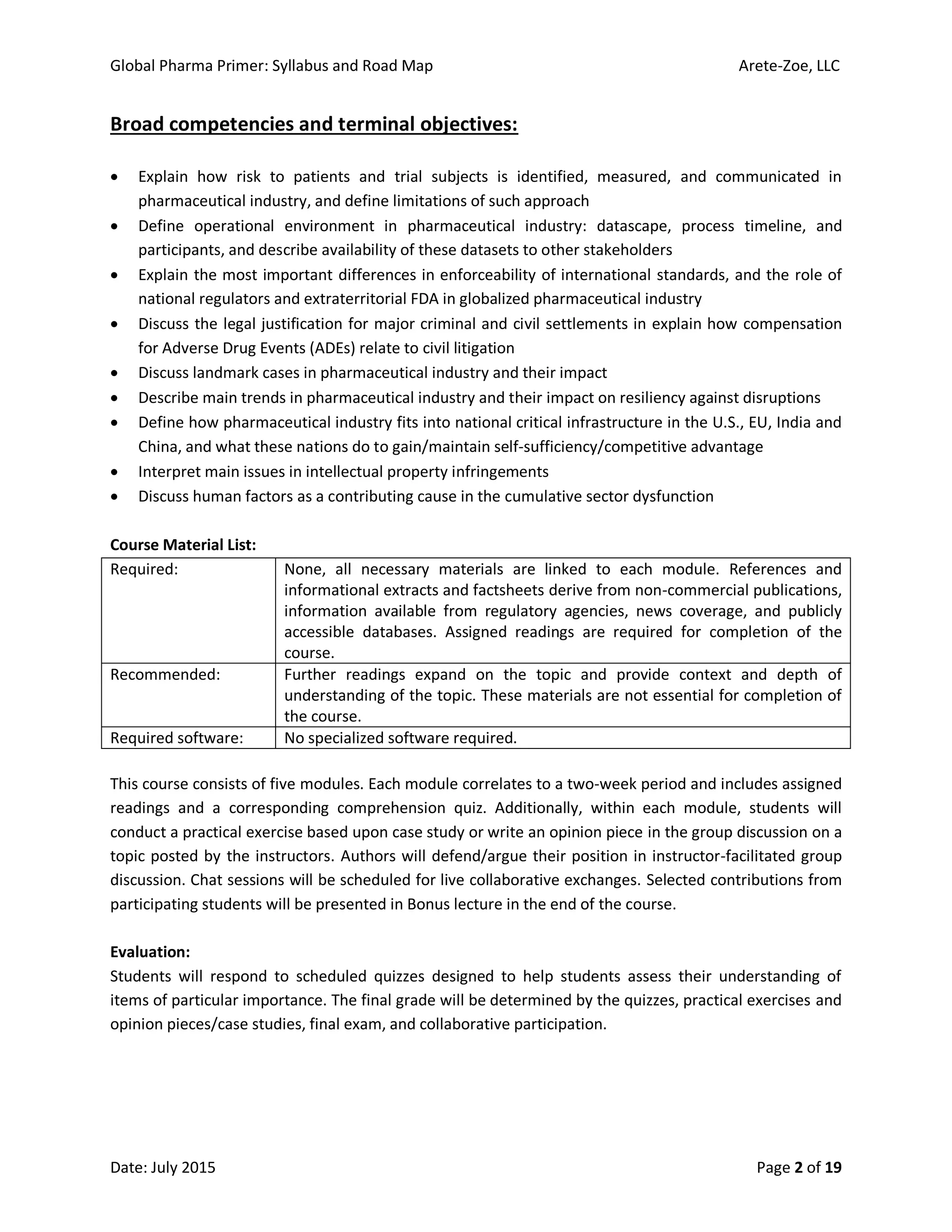 Global Pharma Primer (Syllabus) | PDF