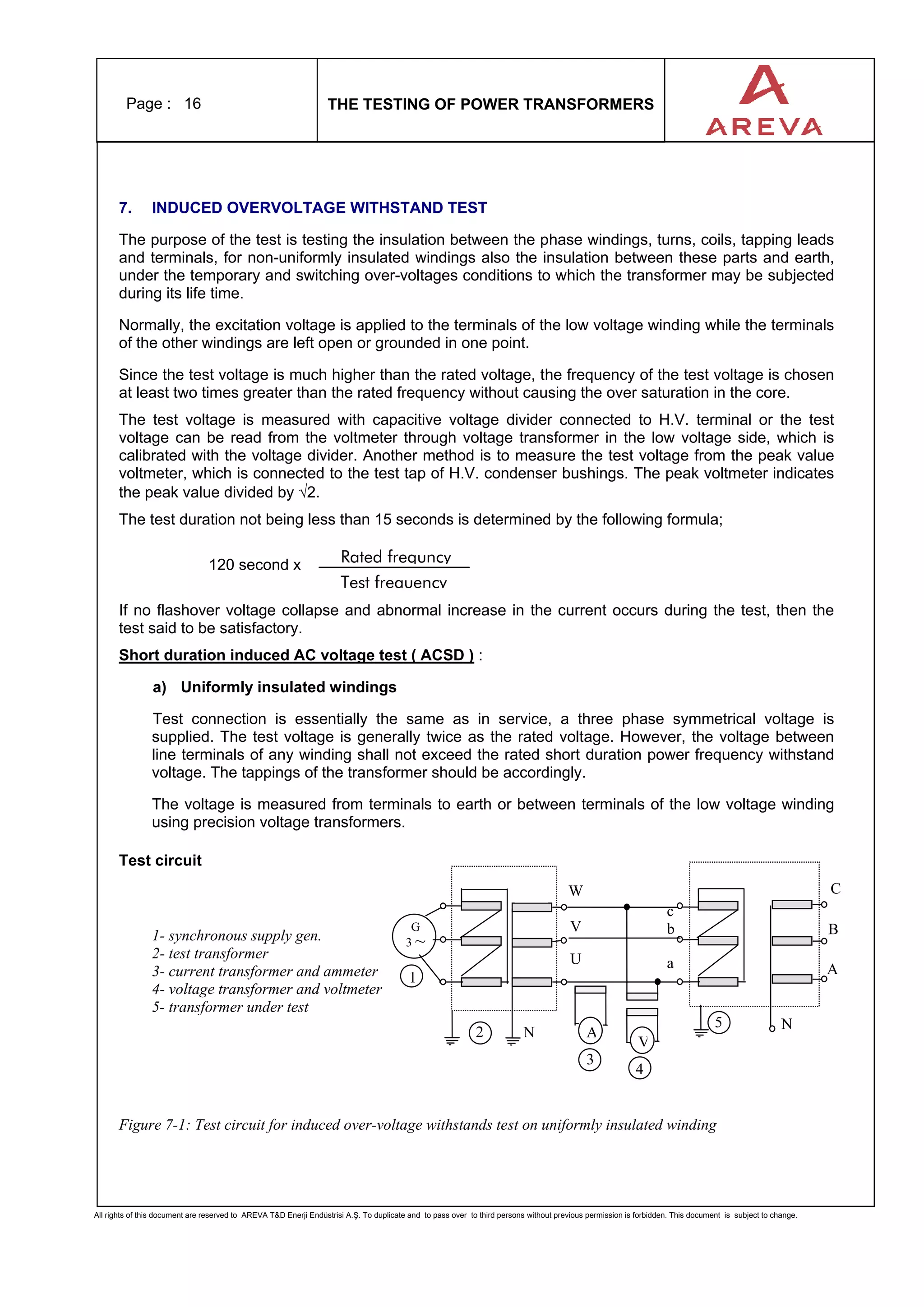 Testing of Transformer (AREVA) | PDF