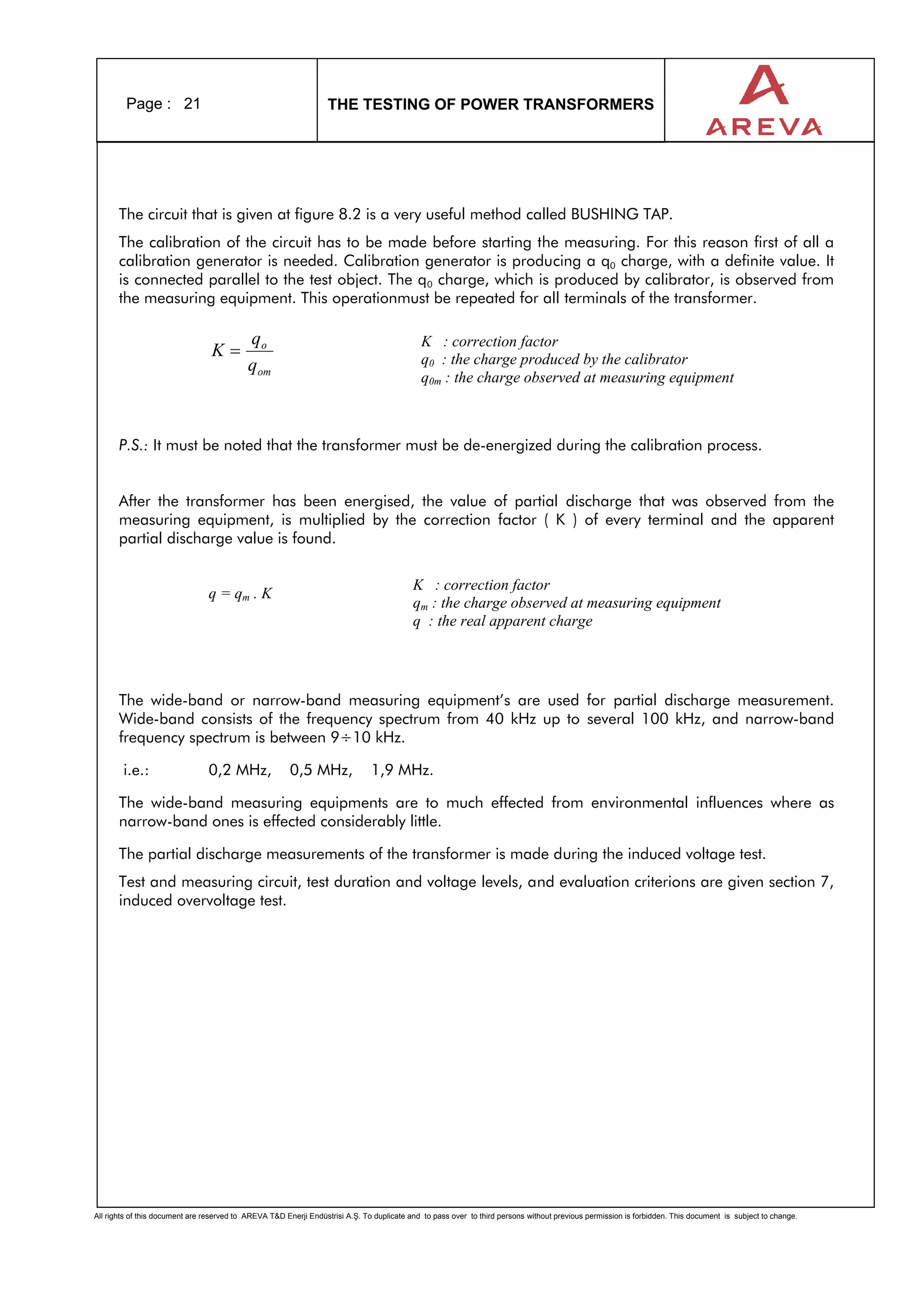 Testing of Transformer (AREVA) | PDF