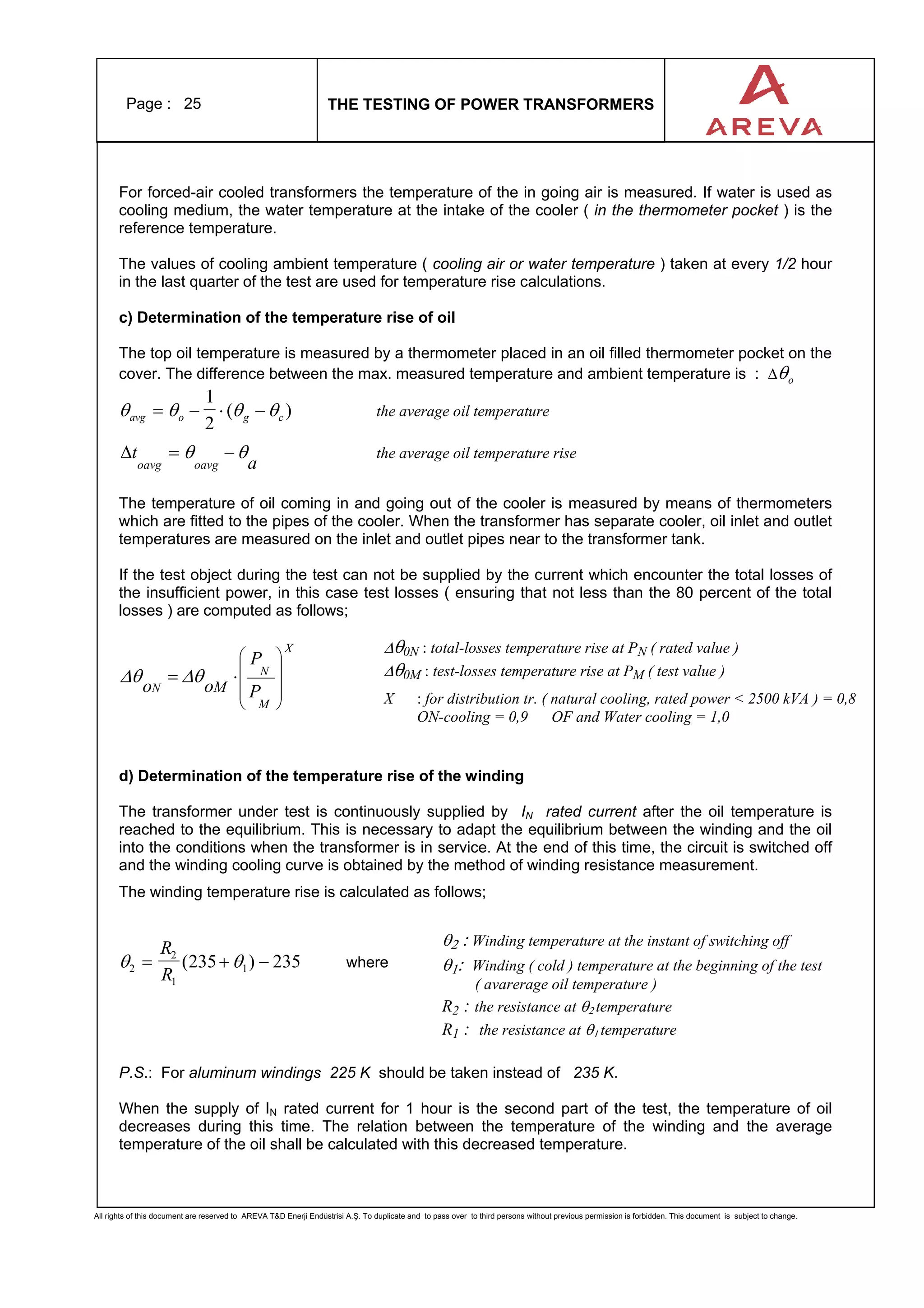 Testing of Transformer (AREVA) | PDF