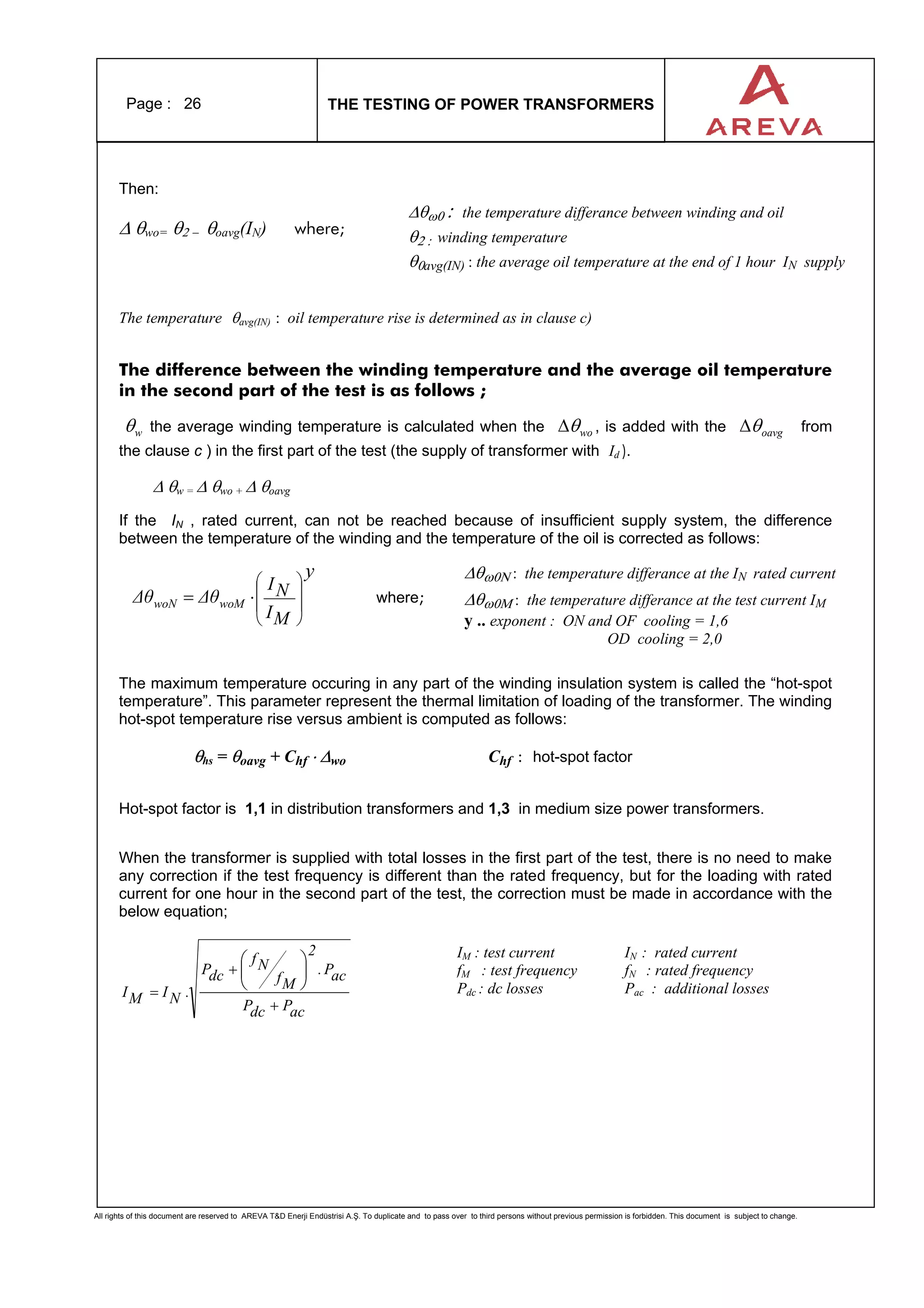 Testing of Transformer (AREVA) | PDF