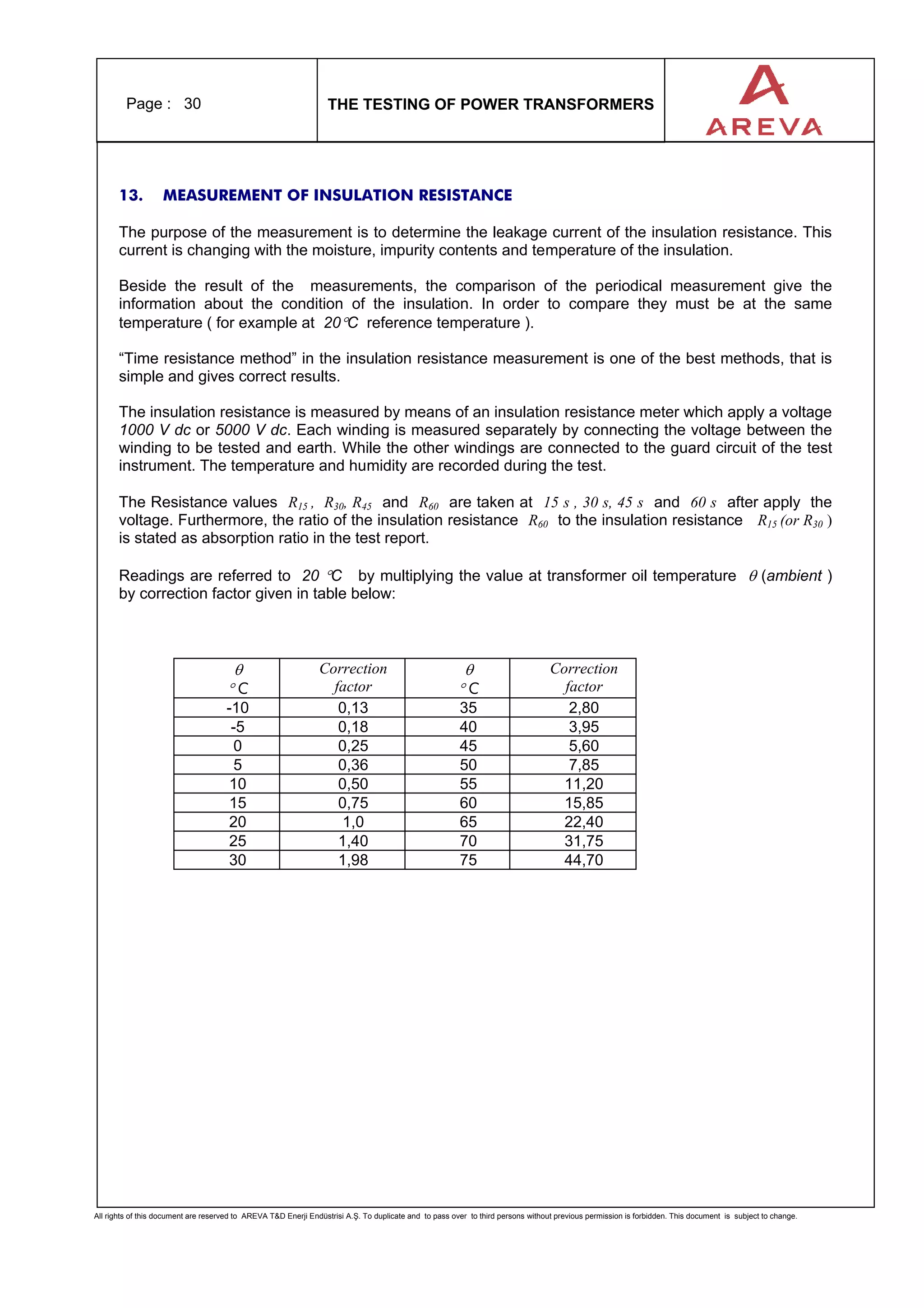 Testing of Transformer (AREVA) | PDF