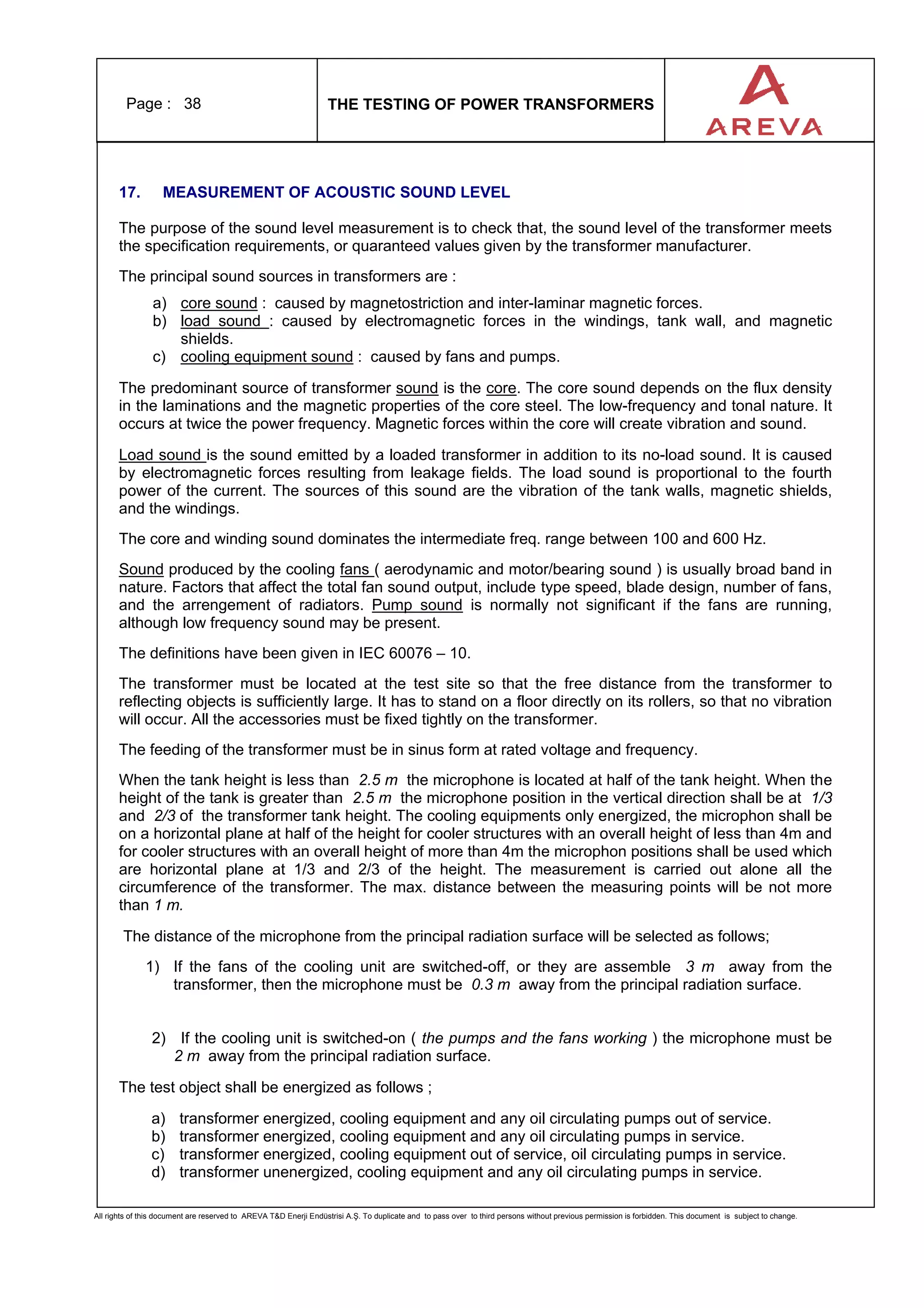 Testing of Transformer (AREVA) | PDF