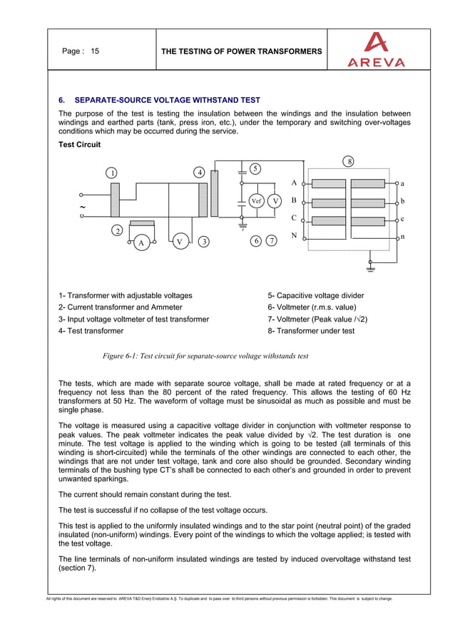 Testing of Transformer (AREVA) | PDF