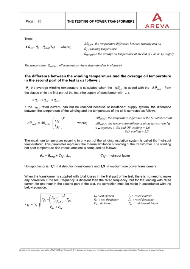 Testing of Transformer (AREVA) | PDF