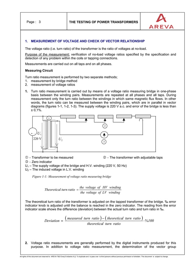Testing of Transformer (AREVA) | PDF