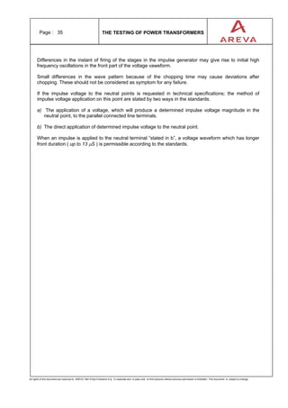 Testing of Transformer (AREVA) | PDF