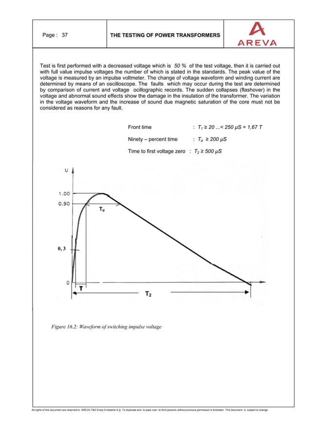 Testing of Transformer (AREVA) | PDF