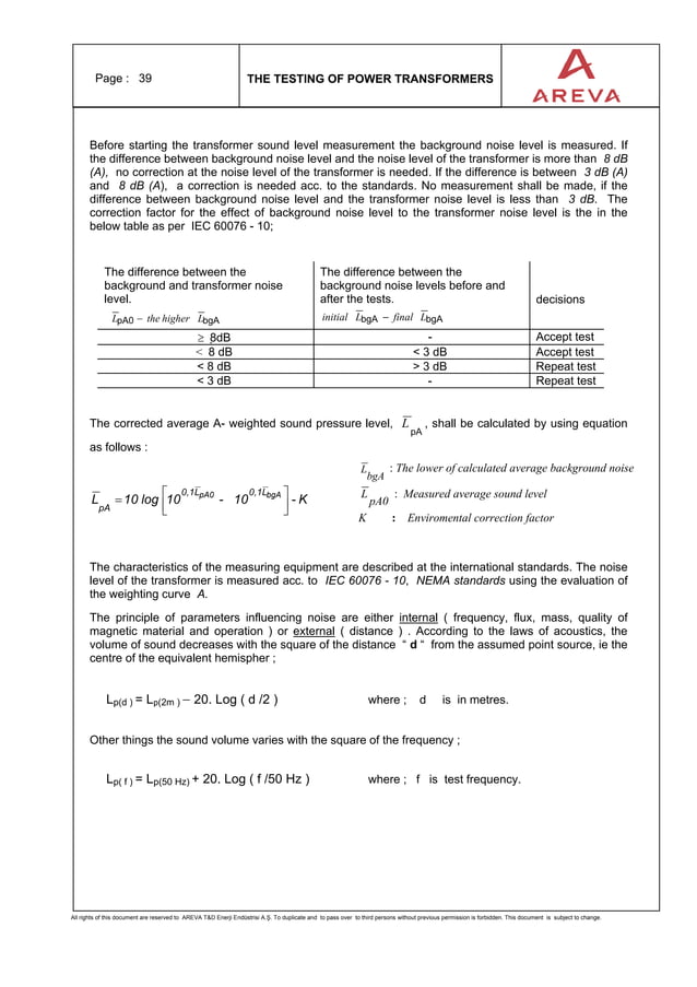 Testing of Transformer (AREVA) | PDF