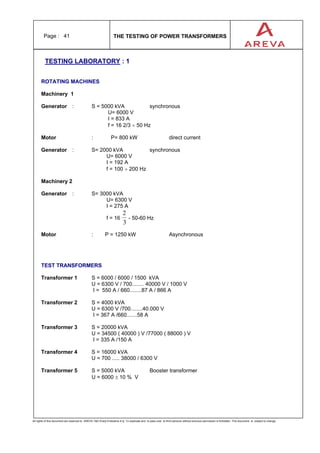 Testing of Transformer (AREVA) | PDF