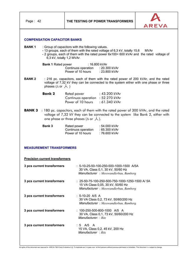 Testing of Transformer (AREVA) | PDF