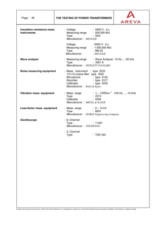 Testing of Transformer (AREVA) | PDF