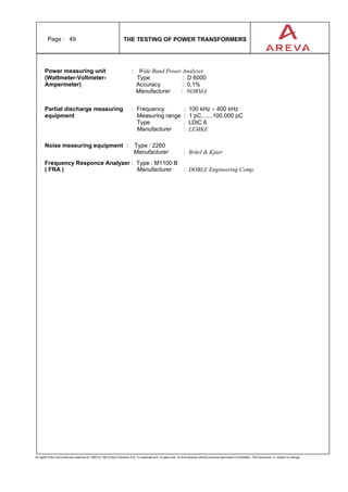 Testing of Transformer (AREVA) | PDF