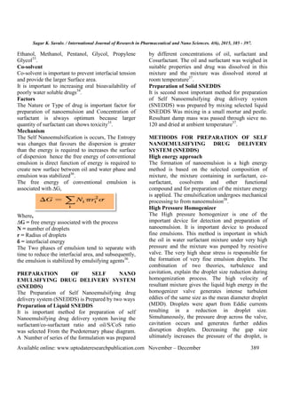 Self Nano-emulsifying drug delivery system (SNEDDS) | PDF