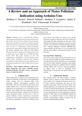 A Review And An Approach Of Water Pollution Indication Using Arduino ...