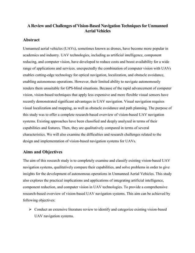 A Review and Challenges of Vision-Based Navigation Techniques for ...
