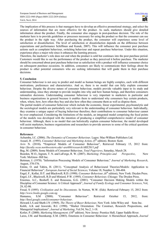 A Review And Integration Of The Partial Models Of Consumer Behaviour Pdf