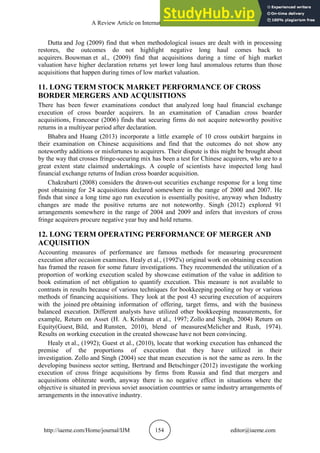 A REVIEW ARTICLE ON INTERNATIONAL MERGER ACQUISITIONS | PDF