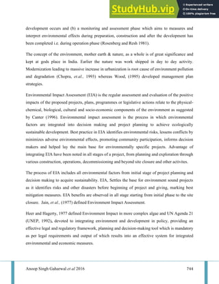 A Review Article On Quot Environmental Impact Assessment (Eia) | PDF