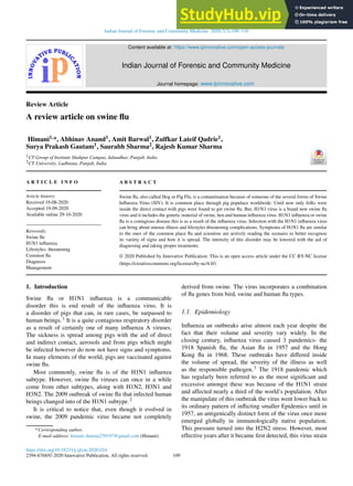 A Review Article On Swine Flu | PDF