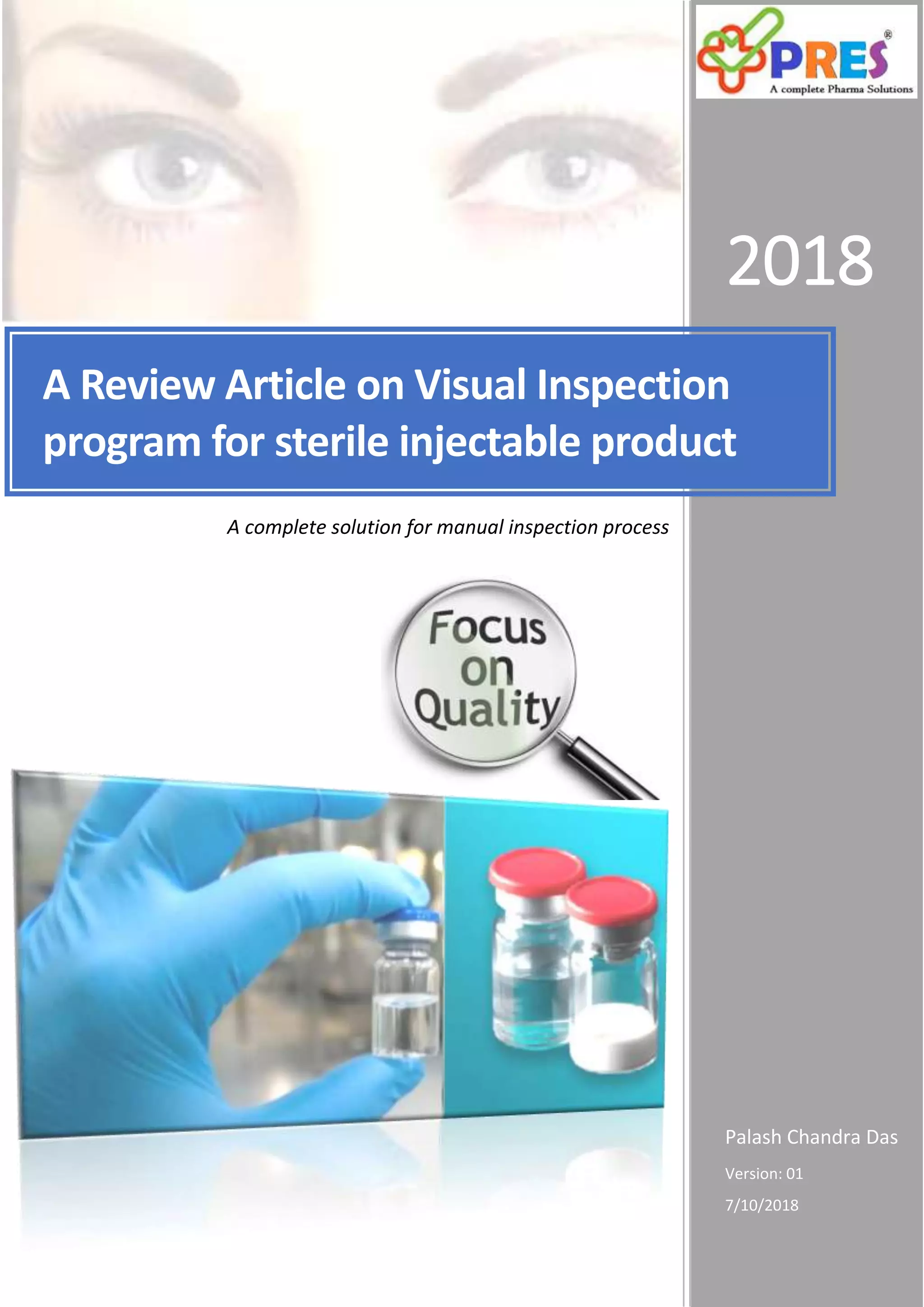 A review article on visual inspection program for sterile injectable ...