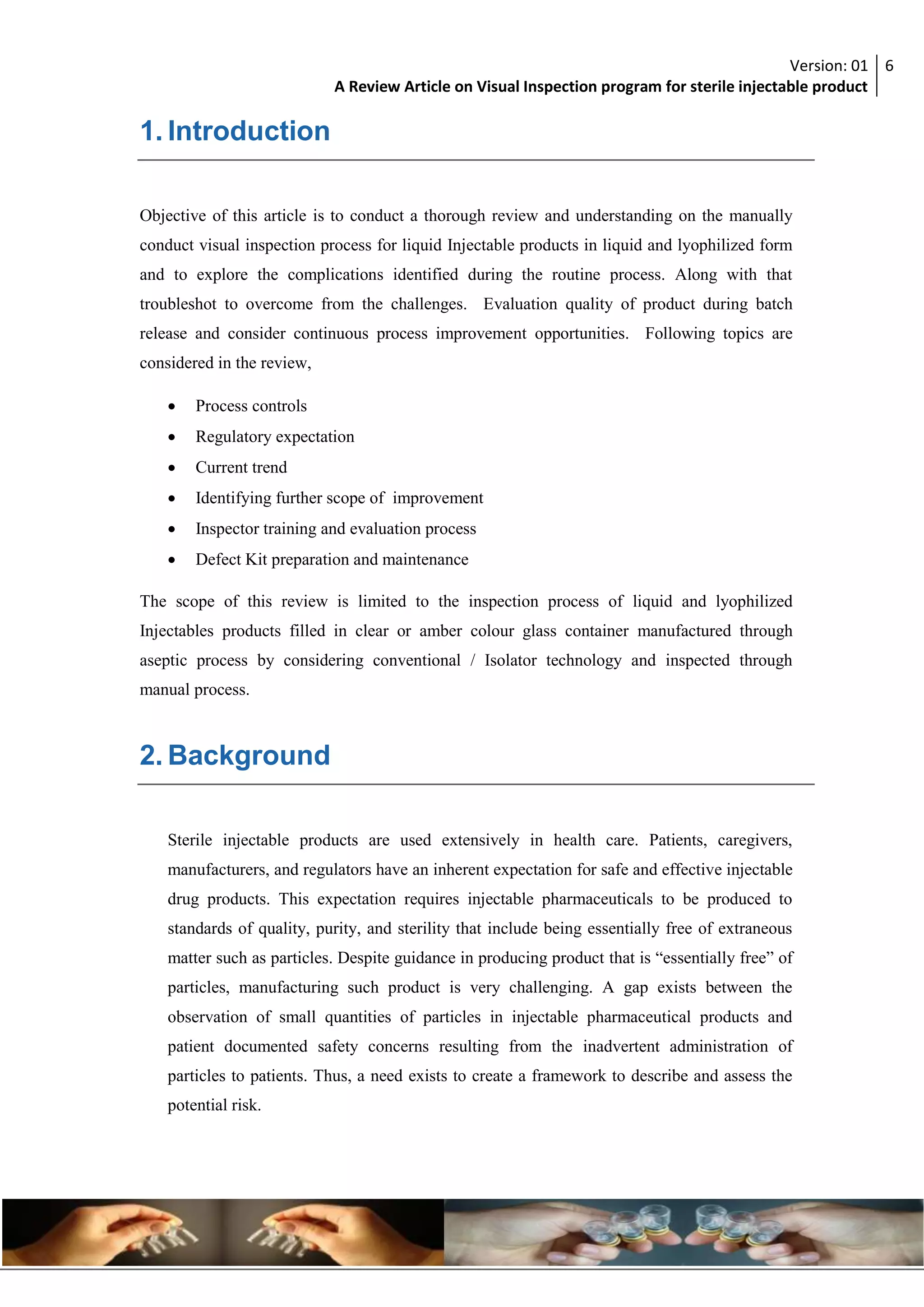 A review article on visual inspection program for sterile injectable ...
