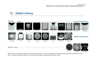 A review article on visual inspection program for sterile injectable ...