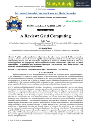 A Review Grid Computing | PDF | Internet | Computing