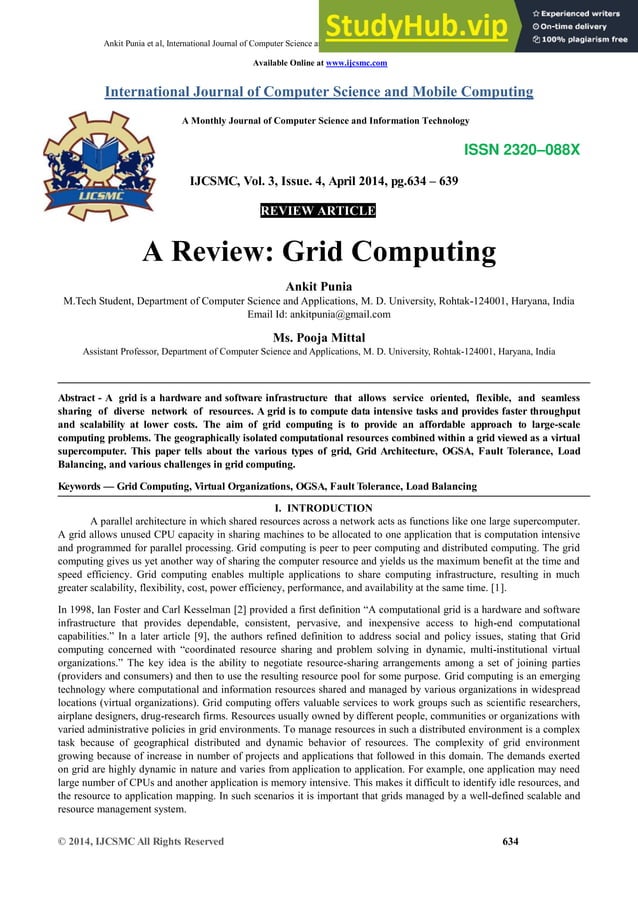 A Review Grid Computing | PDF | Internet | Computing