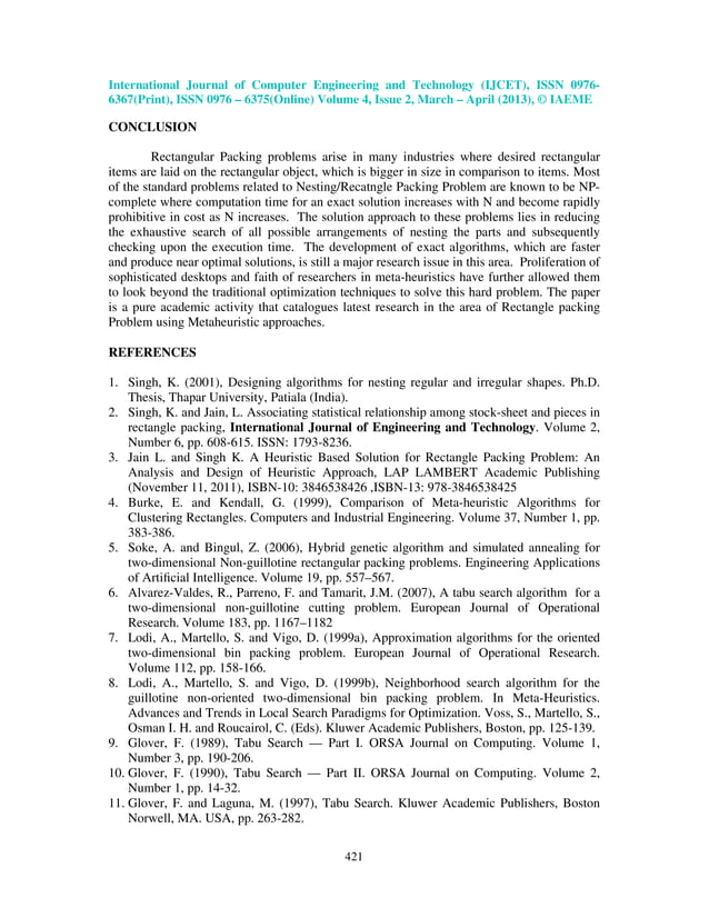A Review Meta Heuristic Approaches For Solving Rectangle Packing Problem Pdf