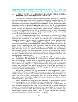 A review meta heuristic approaches for solving rectangle packing problem | PDF