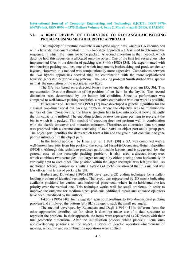 A Review Meta Heuristic Approaches For Solving Rectangle Packing Problem Pdf 