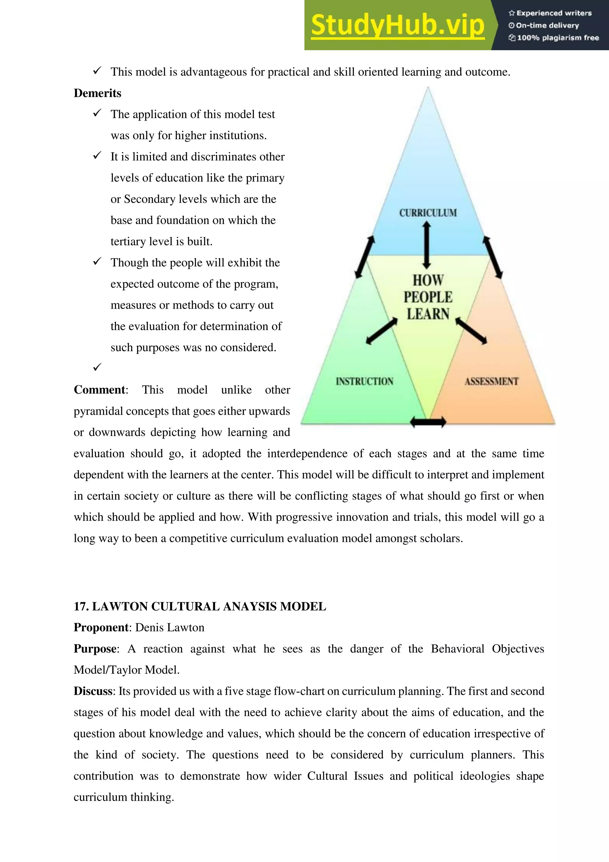 A REVIEW MODELS OF CURRICULUM EVALUATION | PDF
