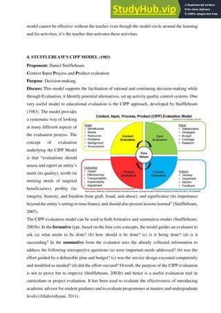 A REVIEW MODELS OF CURRICULUM EVALUATION | PDF
