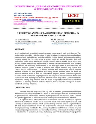 A review of anomaly based intrusions detection in multi tier web applications | PDF