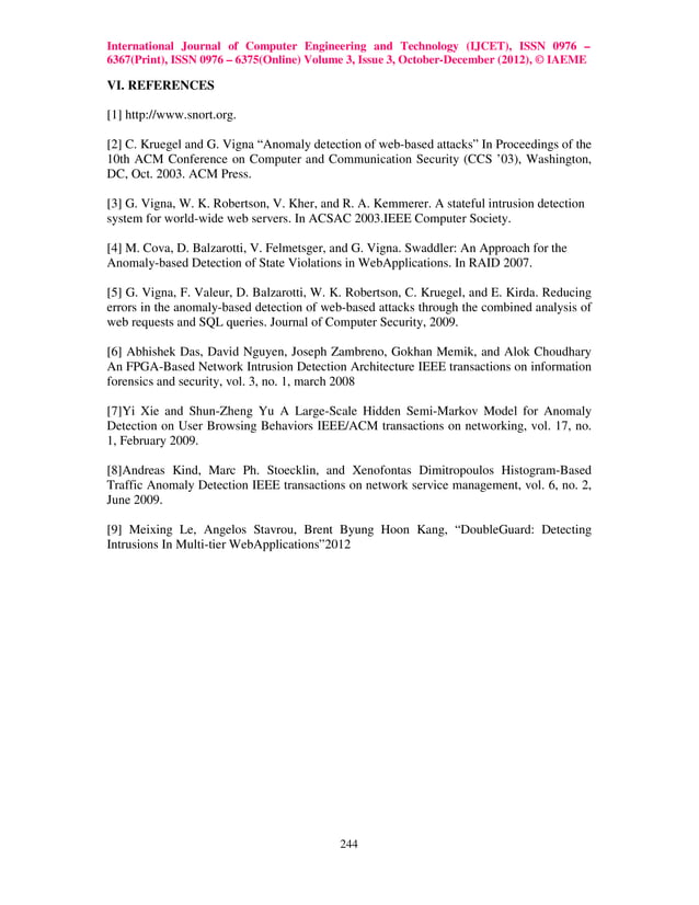 A Review Of Anomaly Based Intrusions Detection In Multi Tier Web Applications Pdf