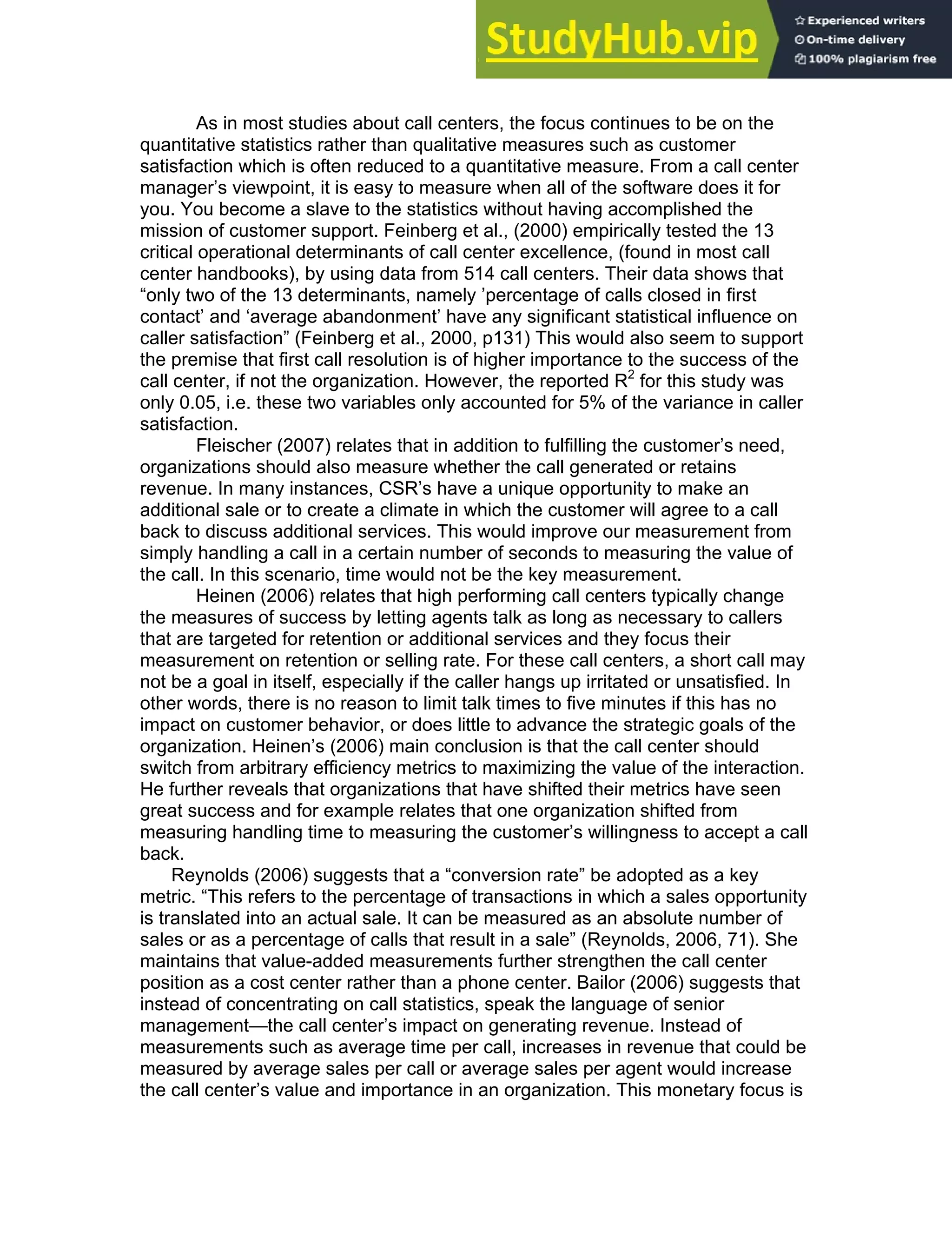 A Review Of Call Center Measurements | PDF