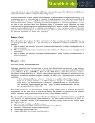 A review of case-based learning practices in an online MBA program A program-level case study ...