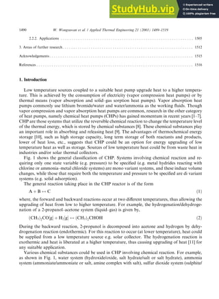 A Review Of Chemical Heat Pump Technology And Applications | PDF
