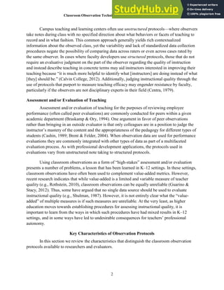 A review of classroom observation techniques used in postsecondary ...