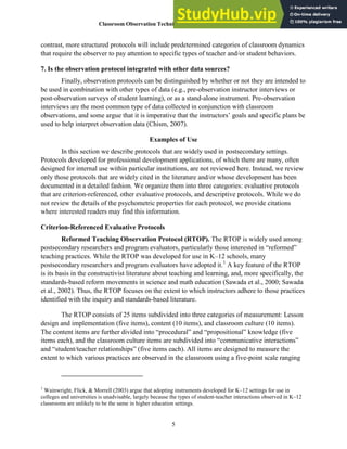 A review of classroom observation techniques used in postsecondary ...