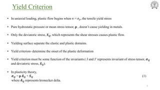 A review of constitutive models for plastic deformation | PPTX