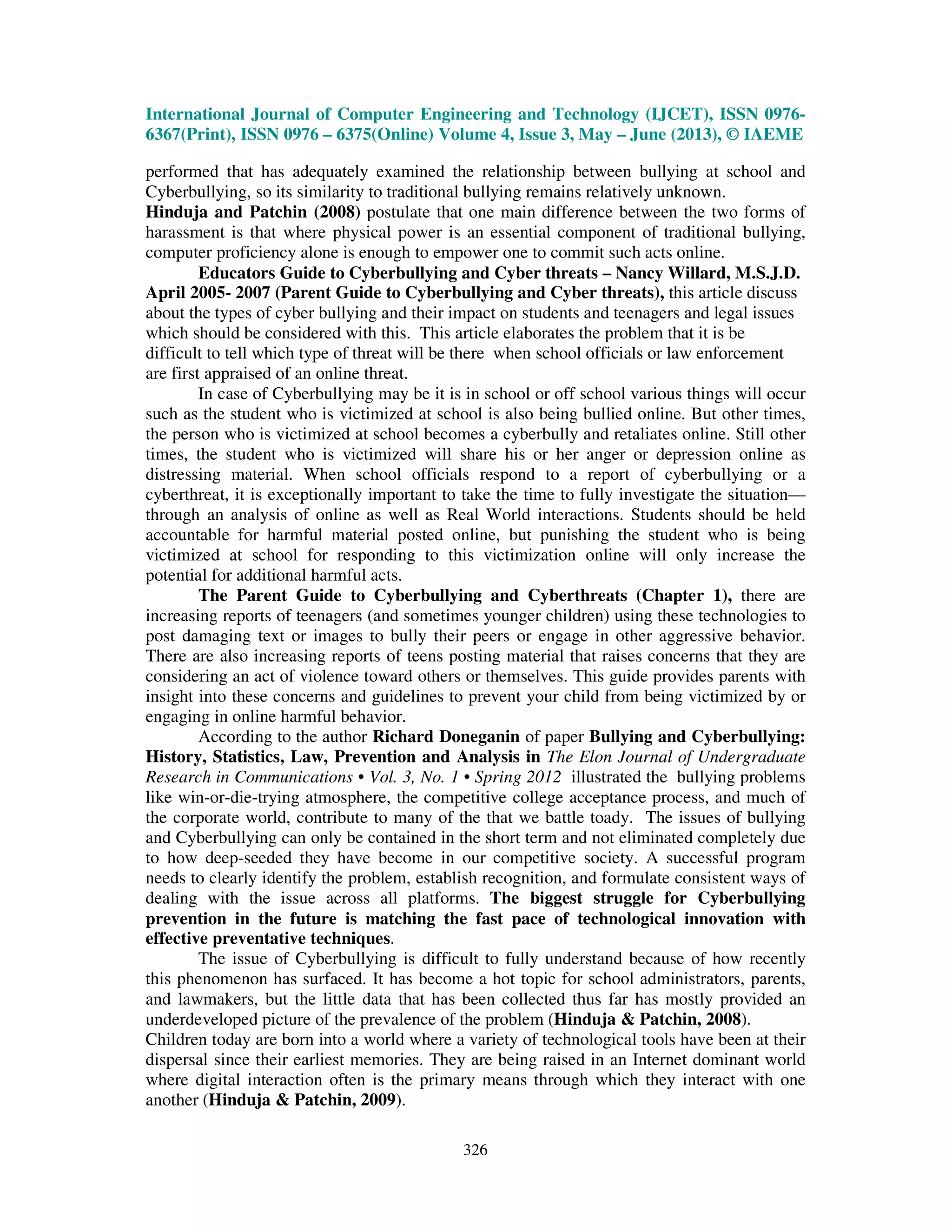 A review of cyberbullying and cyber threats in education 2 | PDF