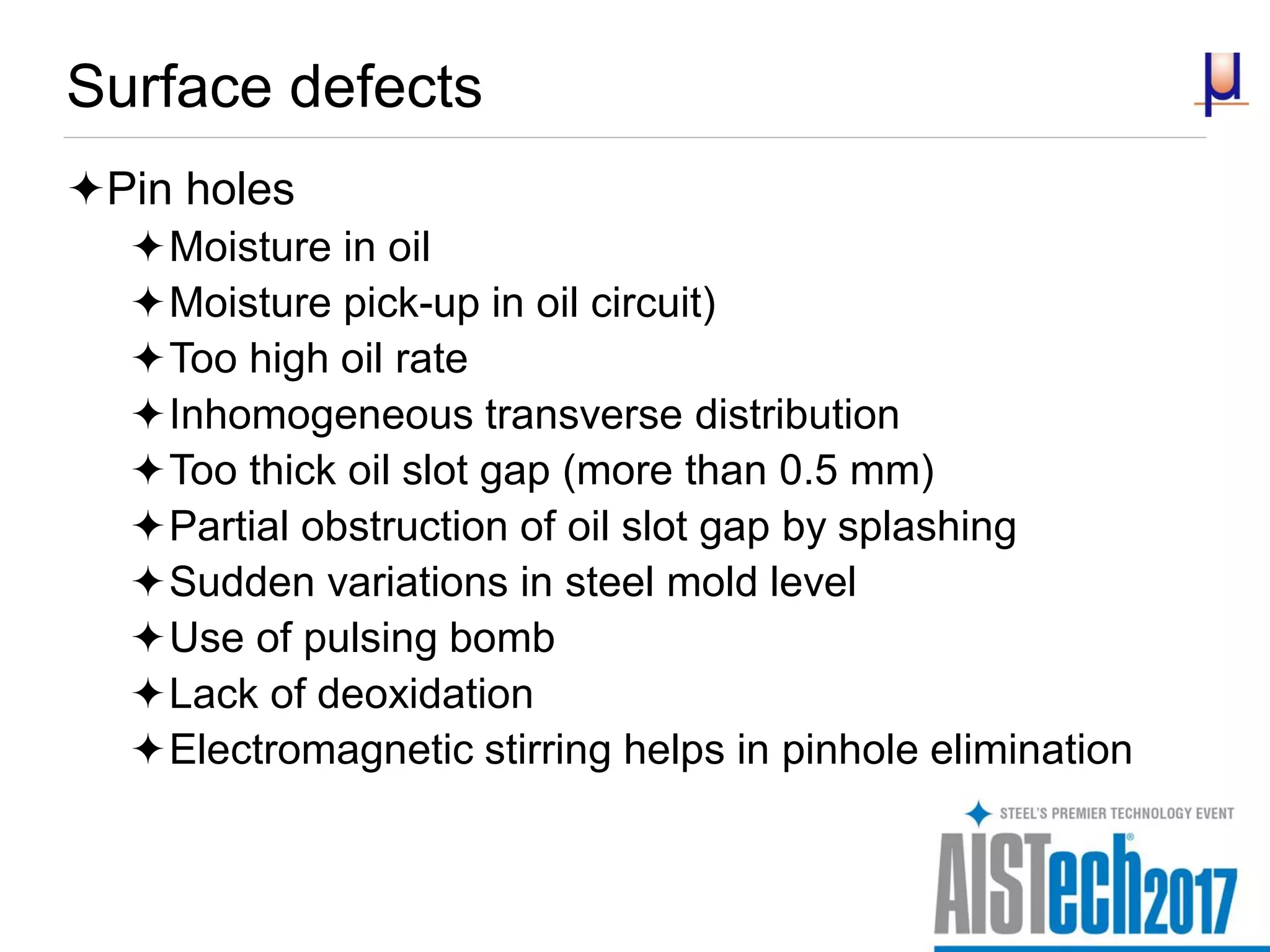 A review of defects in beam blank casting and the measures proposed for ...