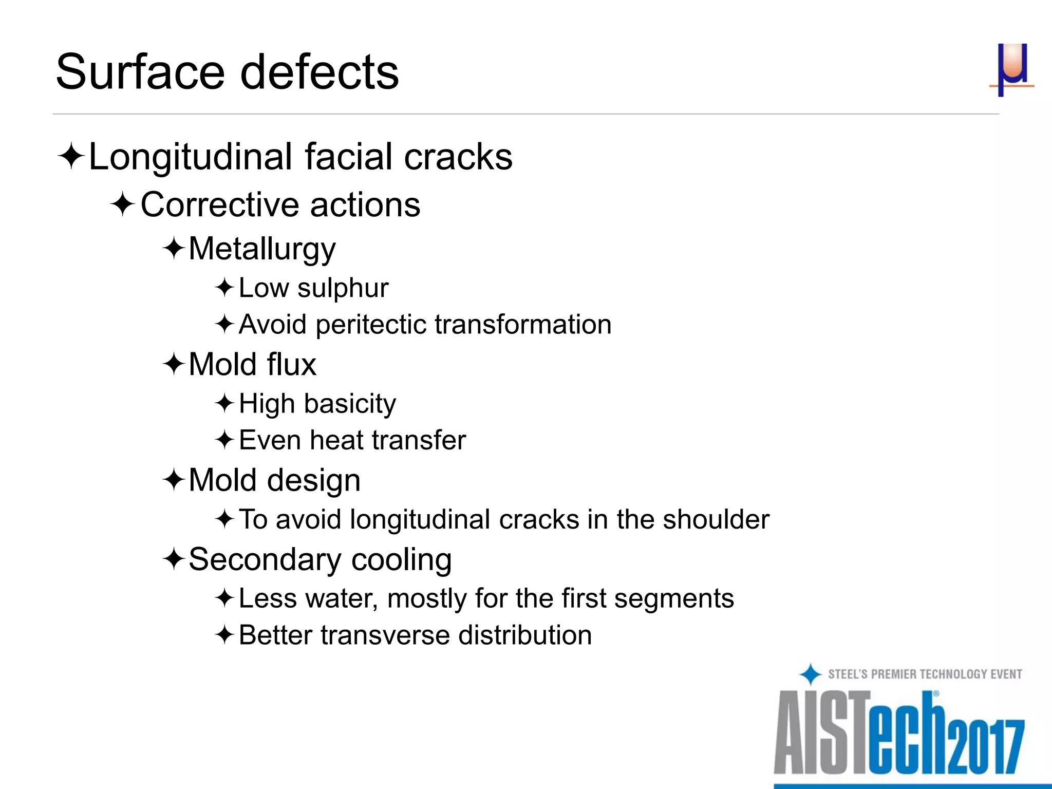 A review of defects in beam blank casting and the measures proposed for ...
