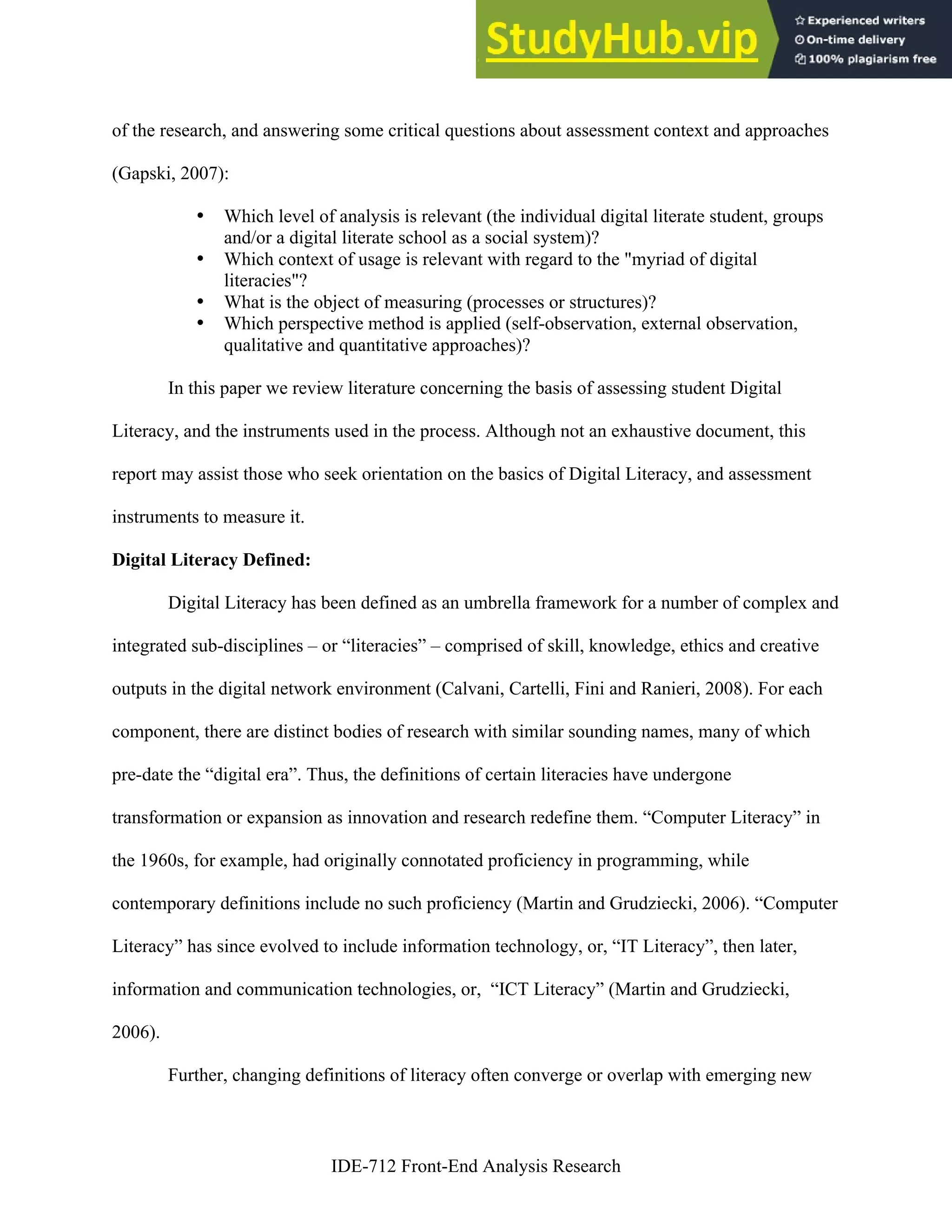 A Review Of Digital Literacy Assessment Instruments | PDF