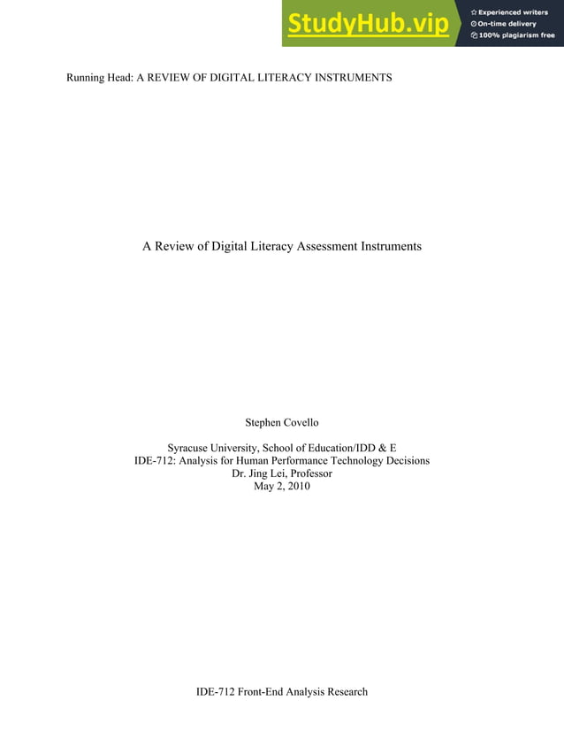 A Review Of Digital Literacy Assessment Instruments | PDF | Internet ...